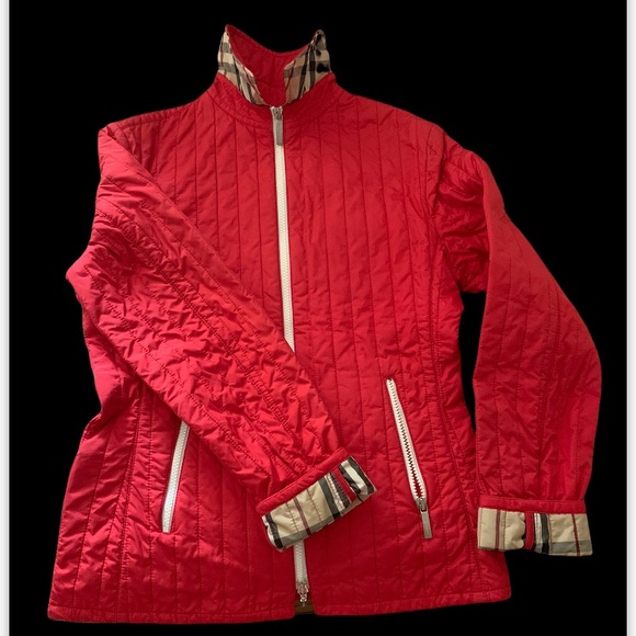 Burberry | Jackets & Coats | Authentic Red Burberry Quilted Nova ...